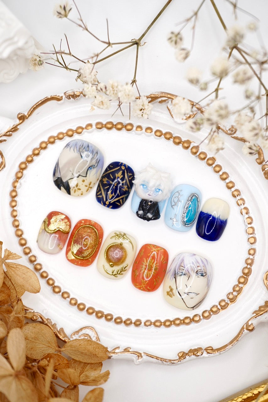 Gojo Satoru Pearl – Chew Chew Nail Art